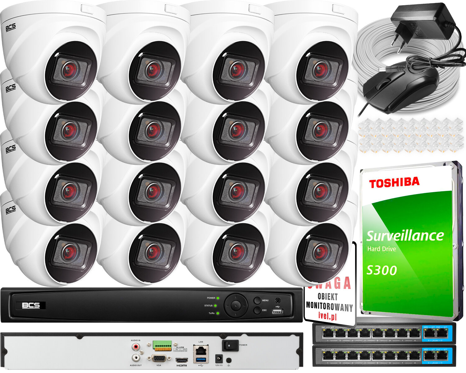 BCS View 5 Mpx IR 30m Monitoring Set, Motion Detection 16x BCS-V ...