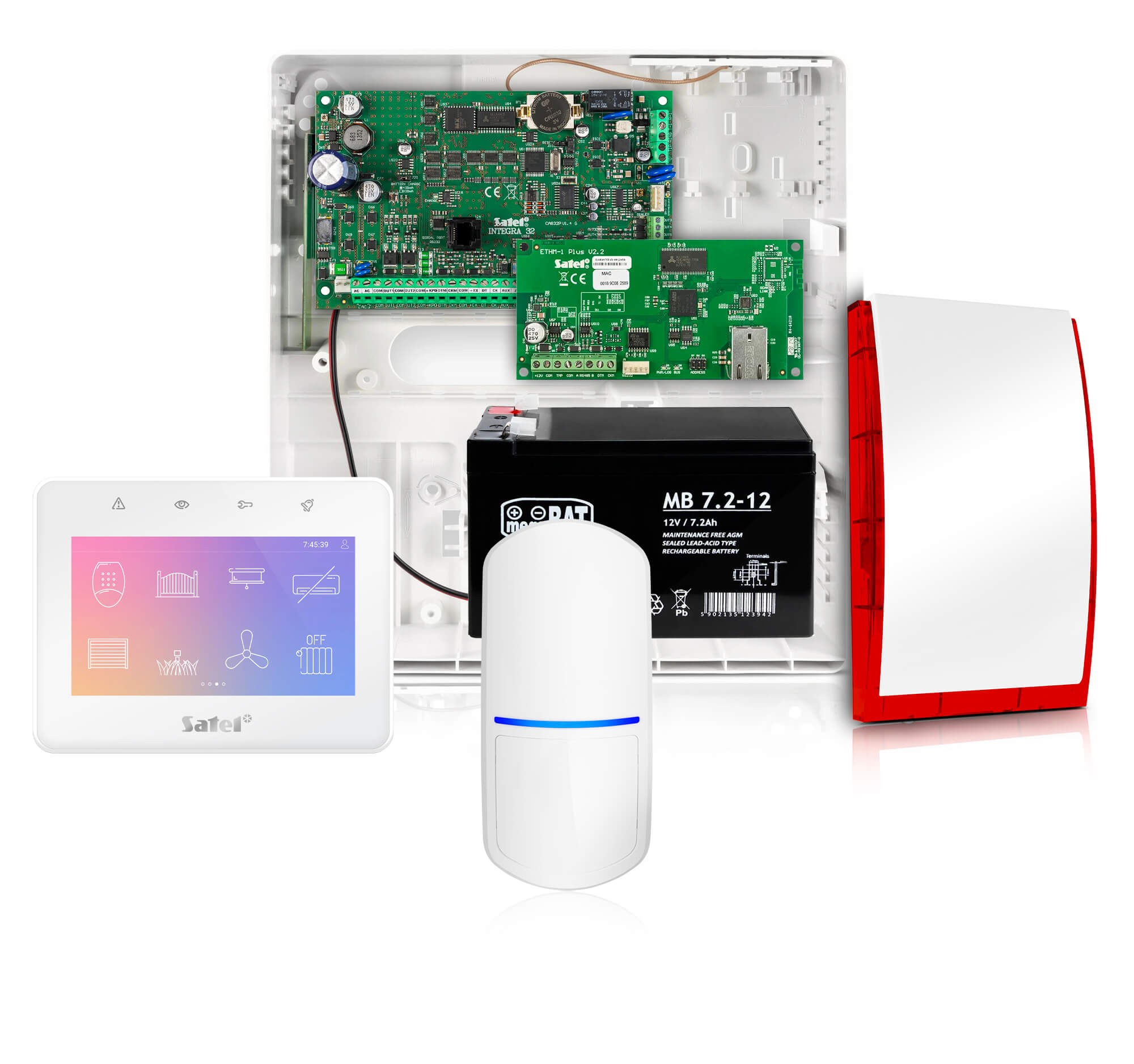 SATEL Integra 32 Alarm System, White, 1x Sensor, Mobile App ...